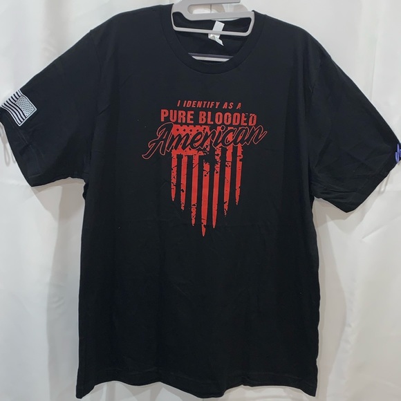 Shirts | Mens Black Tee Shirt Size Large Pure Blooded American | Poshmark